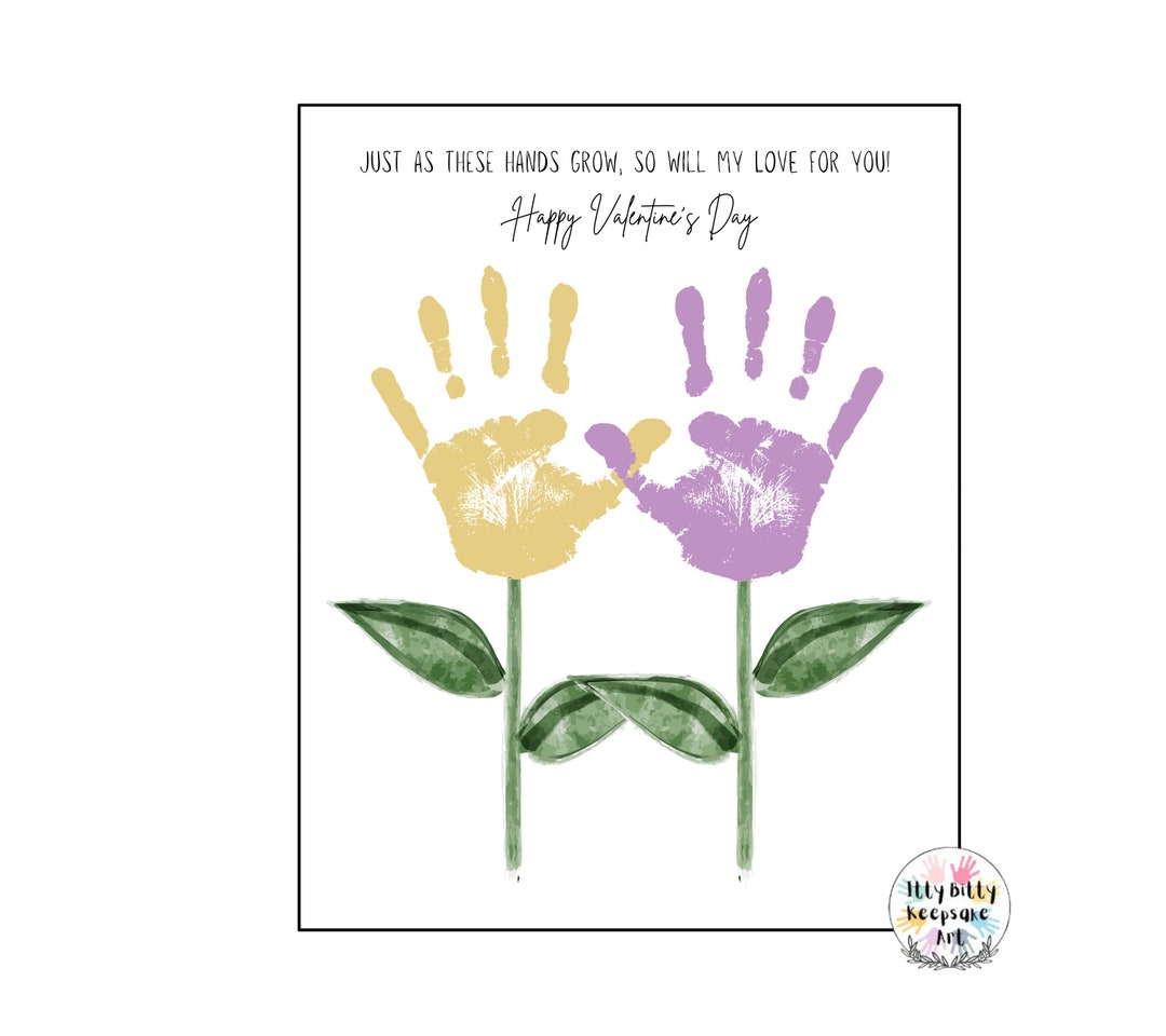 Valentines Day Flowers Handprint Art / I Love You Craft / Seasonal ...