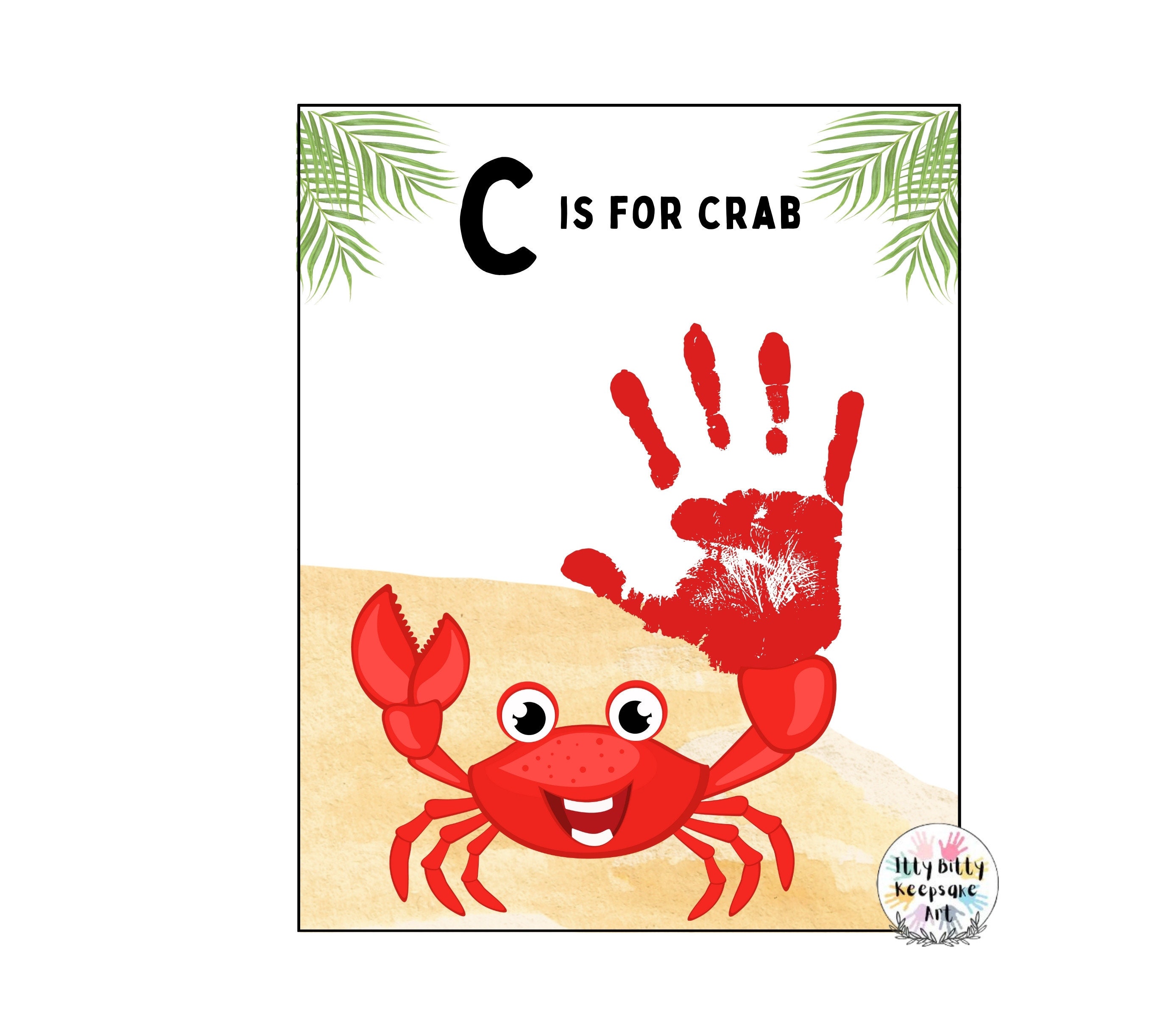 C is for Crab Handprint Art Template: DIY Alphabet Craft (digital ...