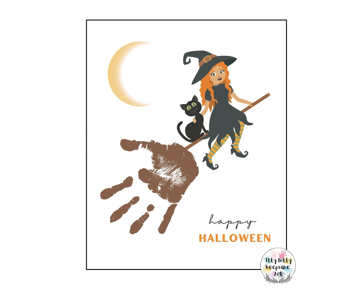Halloween Witch Handprint Template / DIY Printable Fall Craft / Autumn ...