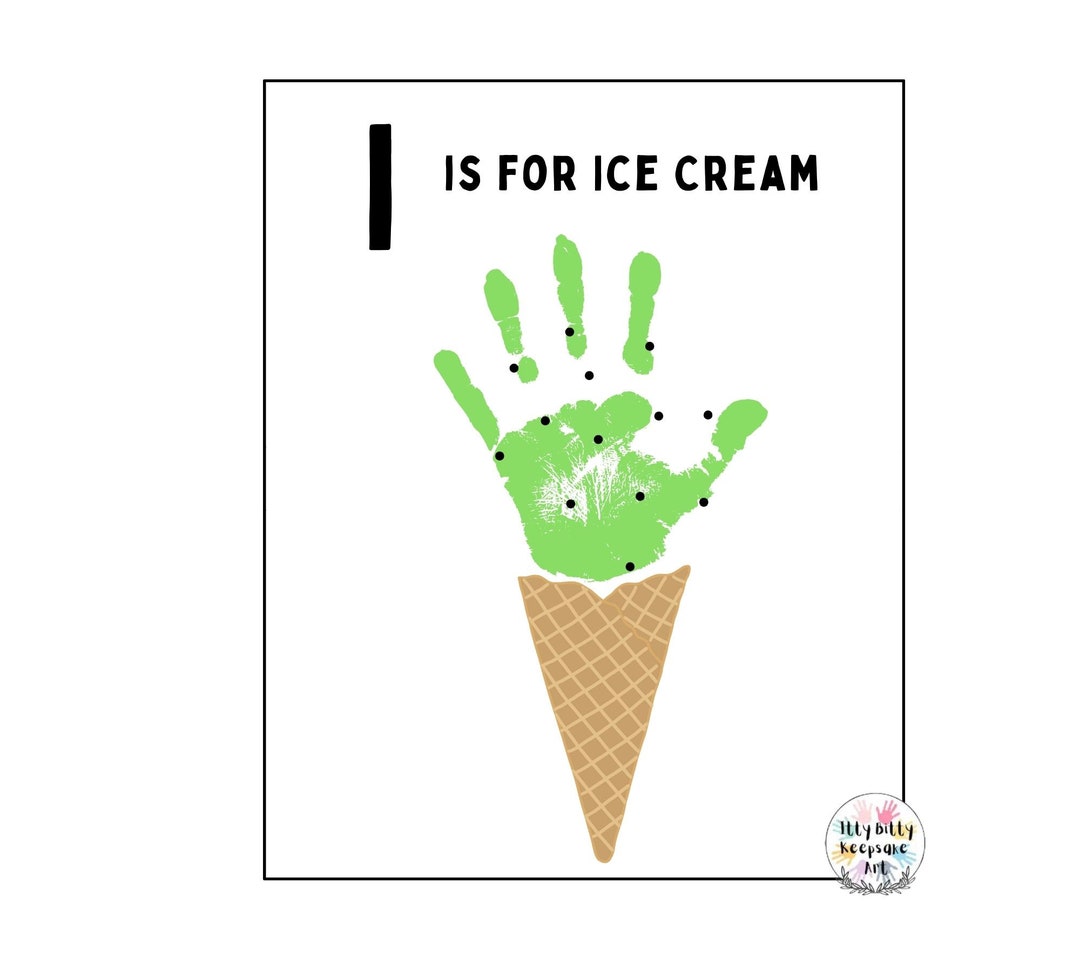 Ice Cream Handprint Art: Letter I, Alphabet Craft (digital Download) - Etsy
