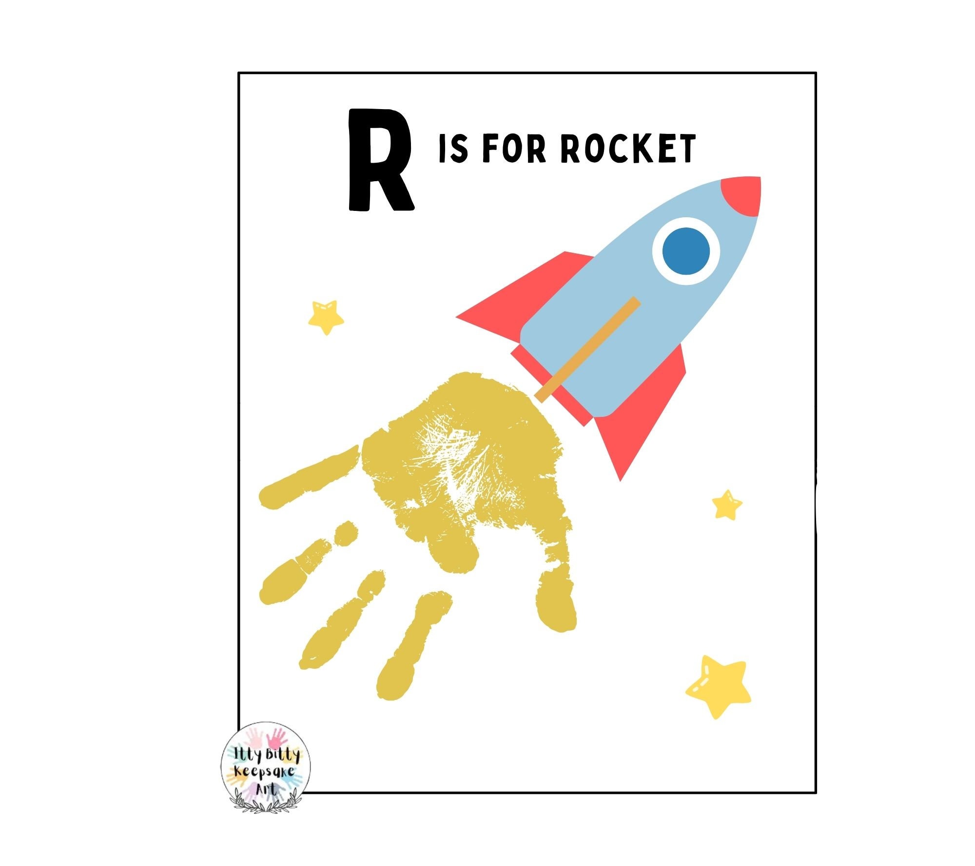 R is for Rocket Handprint Art Template: DIY Alphabet Craft (digital ...