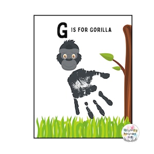 Gorilla Handprint Art Template: Letter G, DIY Kid's Craft (digital ...