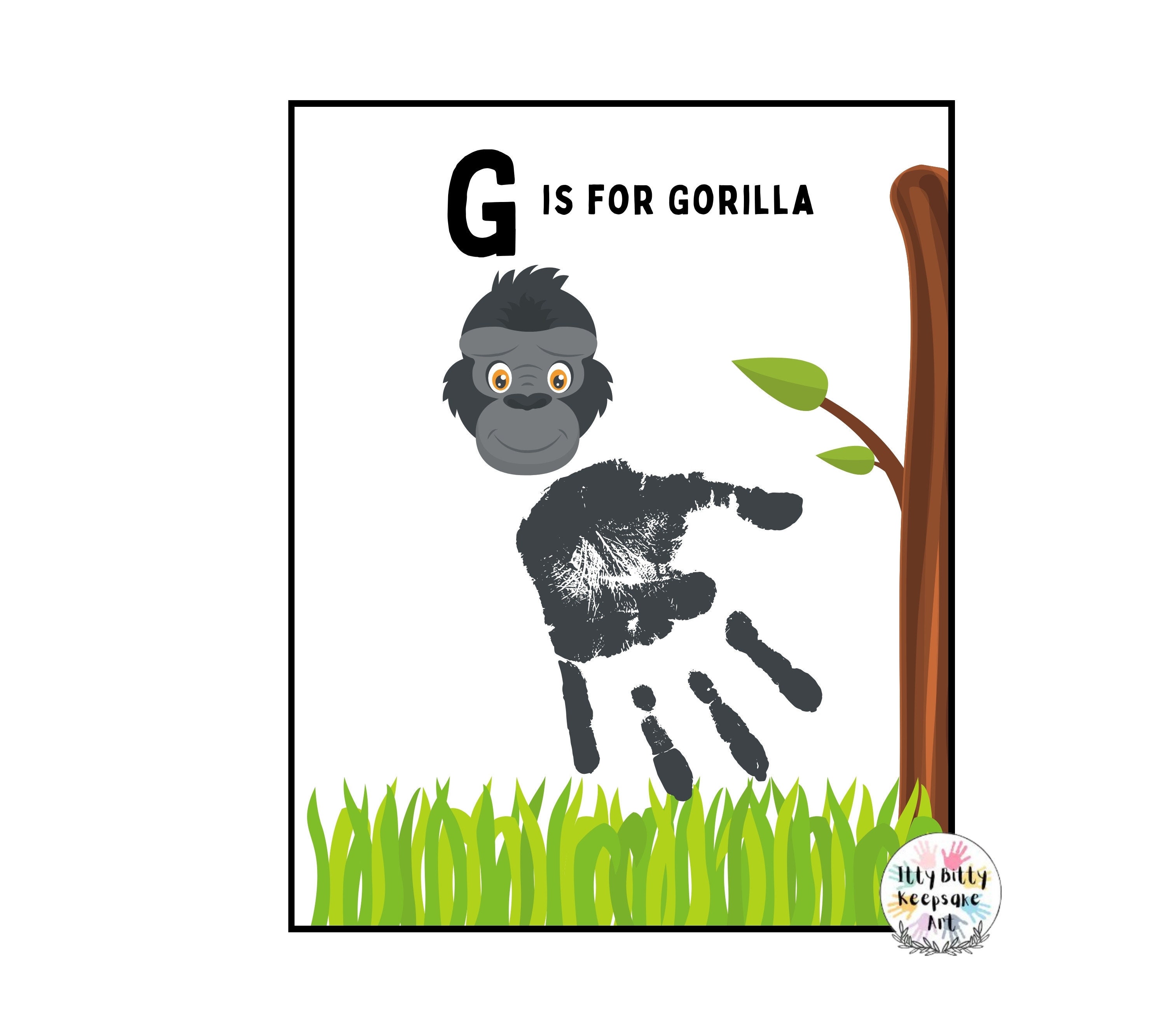 G is for Gorilla Handprint Template / Letter G / DIY Alphabet Craft ...