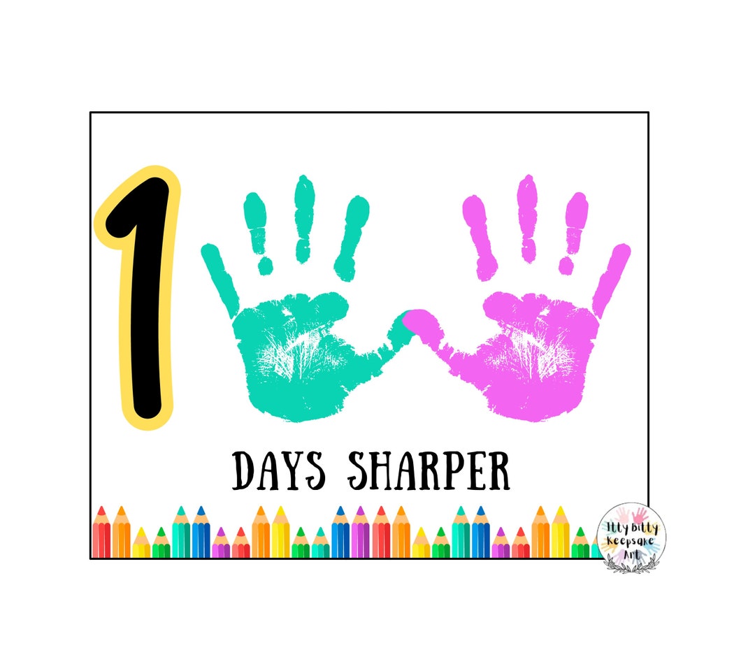 100 Days Sharper Handprint Art: School Keepsake (digital Download) - Etsy
