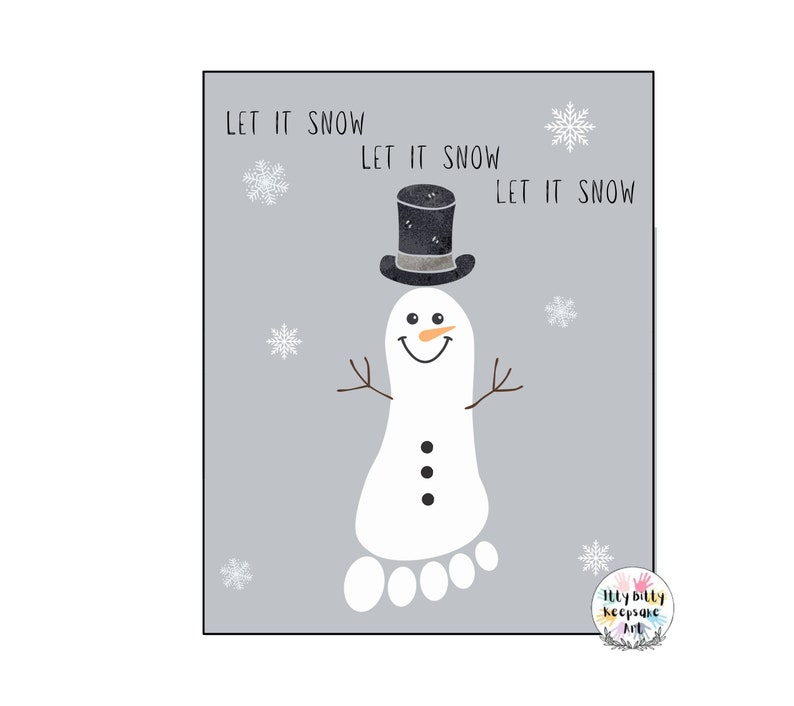 Winter Snowman Template / Winter Footprint Art / DIY Printable ...
