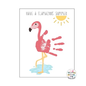 Summer Flamingo Handprint Art: Toddler Keepsake (digital Download) - Etsy