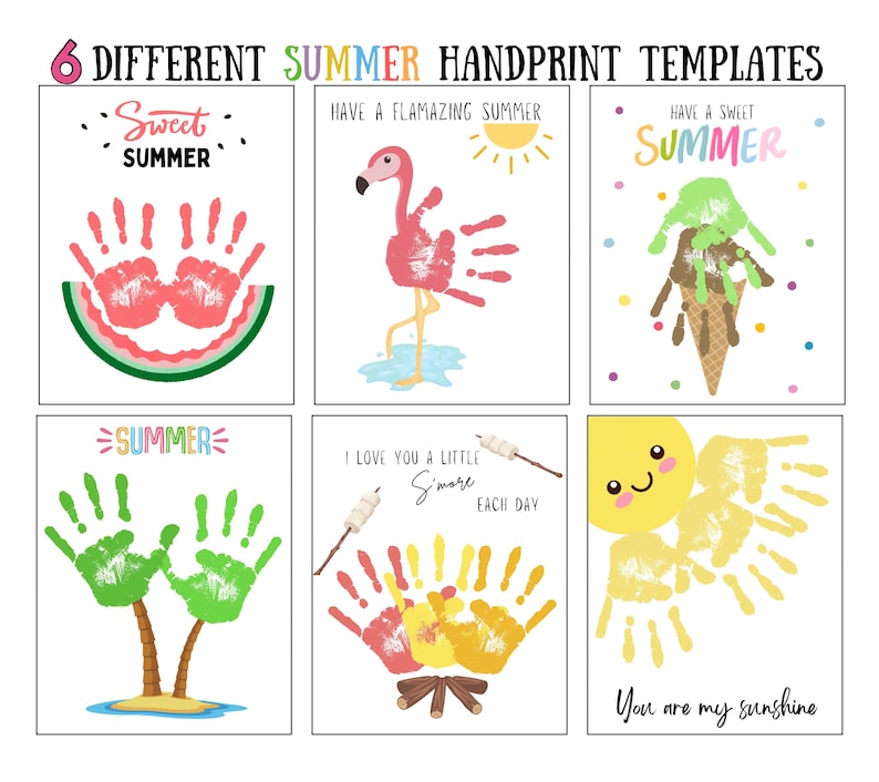 Summer Handprint Bundle Templates / Summer Crafts / Preschool Activity ...