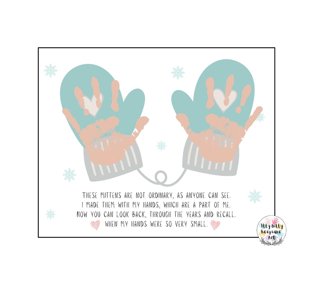 Winter Mittens Handprint Art: Christmas Keepsake (digital Download) - Etsy