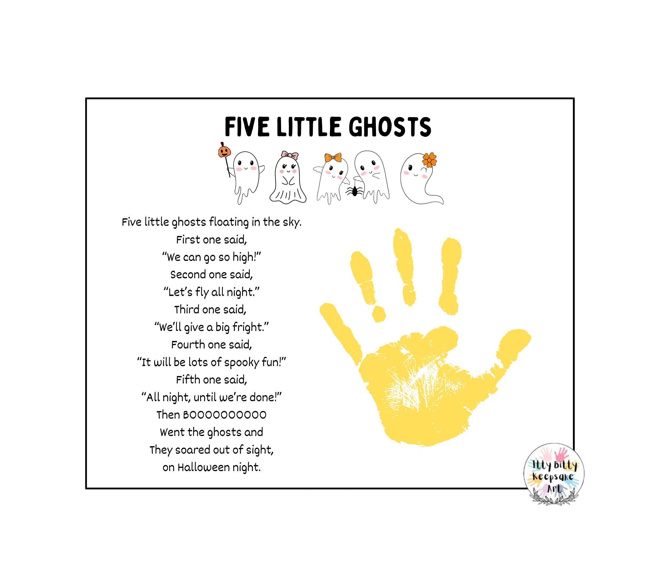 Five Little Ghosts Handprint Template / DIY Fall Ghosts Handprint Craft ...