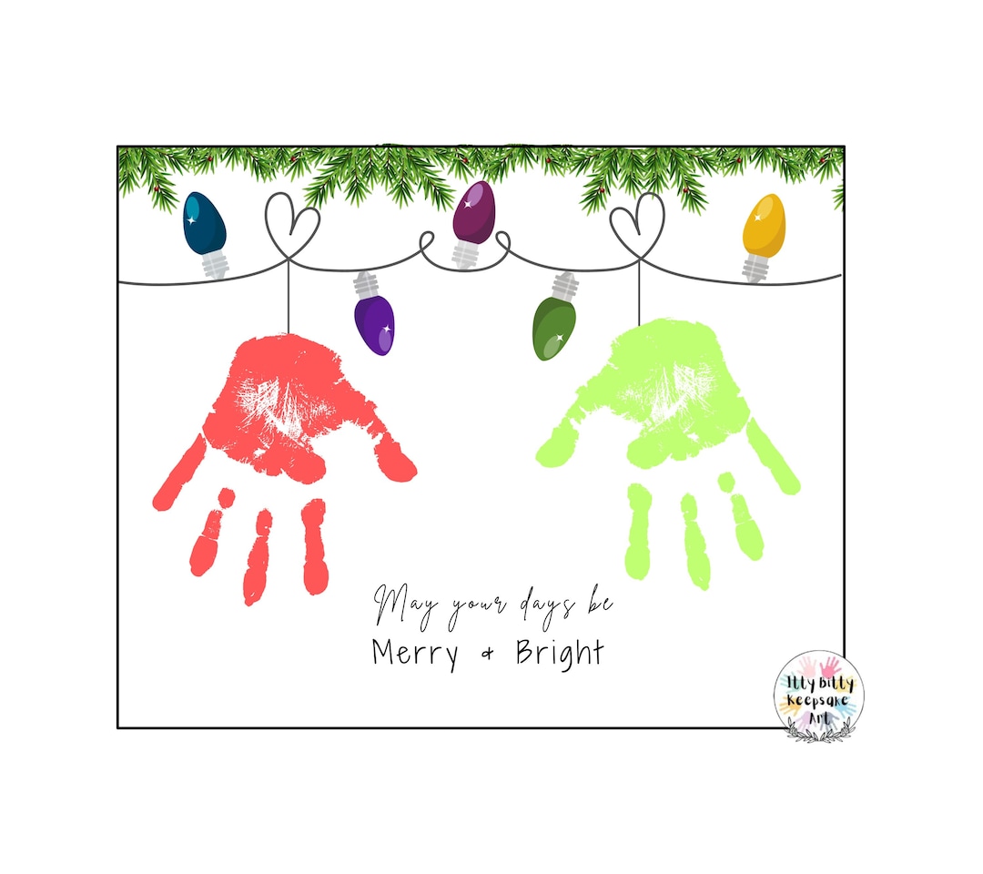Christmas Handprint Craft: Merry & Bright Keepsake (printable) - Etsy