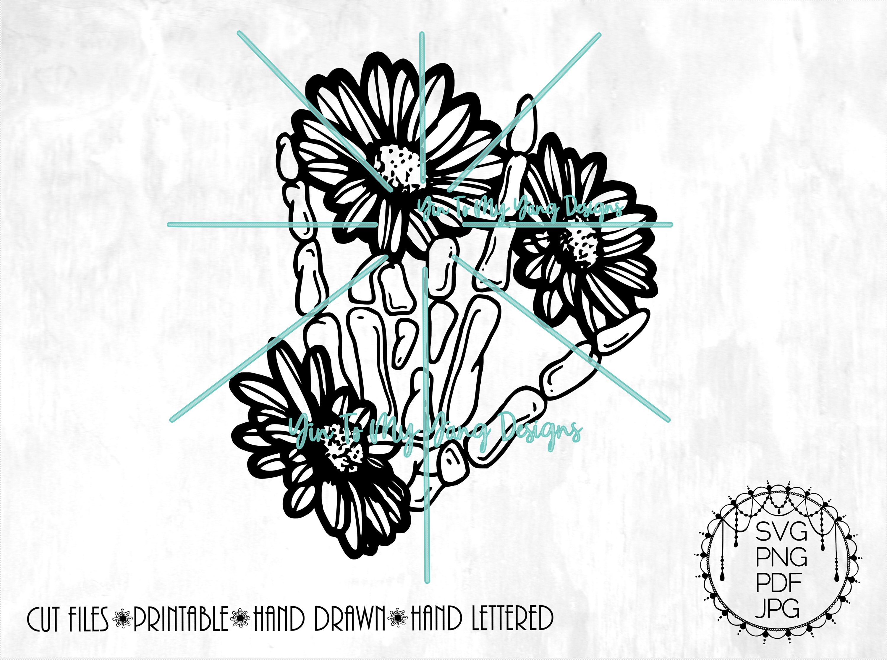 I Love You Sign Language Skeleton Hand Daisy Flower SVG, Daisies ...