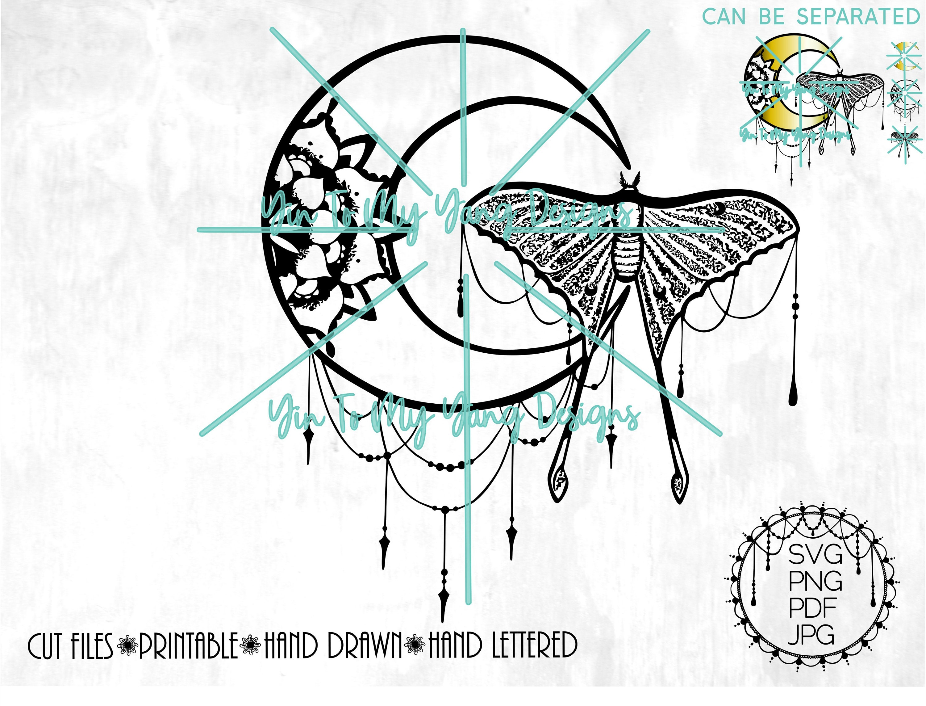 Moth Moon Mandala SVG Moth Moon Mandala Silhouette Cameo - Etsy