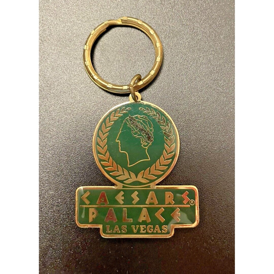 Vintage CAESARS PALACE Las Vegas Nevada Keychain Green & Gold Never ...
