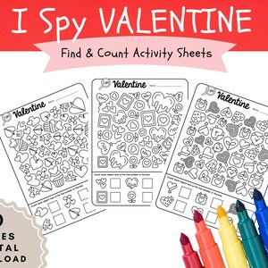 I Spy Valentine's Day Coloring Pages Print and Play Kids Find and Count ...