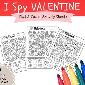 I Spy Valentine's Day Coloring Pages Print and Play Kids Find and Count ...