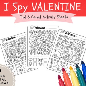 I Spy Valentine's Day Coloring Pages Print and Play Kids Find and Count ...