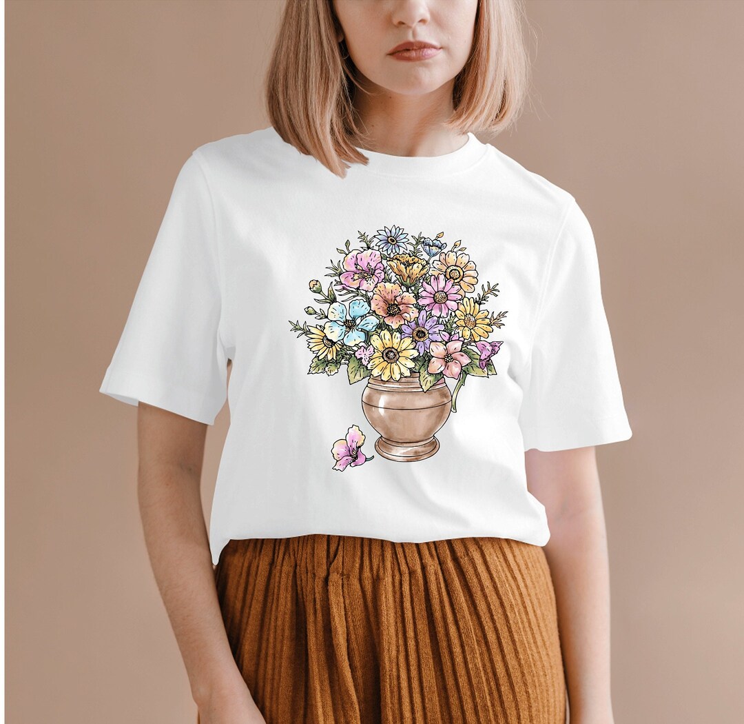 Flower Bouquet Vase Shirt, Wedding Bouquets, Bouquets Shirt, Natural Bouquet Shirt, Gift for Mom ...