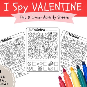 I Spy Valentine's Day Coloring Pages Print and Play Kids Find and Count ...