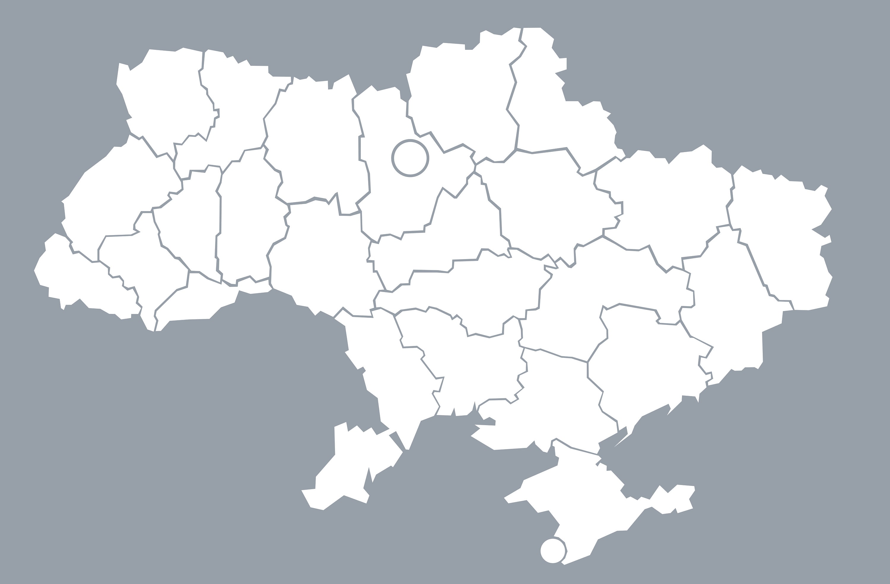 Vector Editable Contour Map of Ukraine With All Regions, Ukrainian Map ...