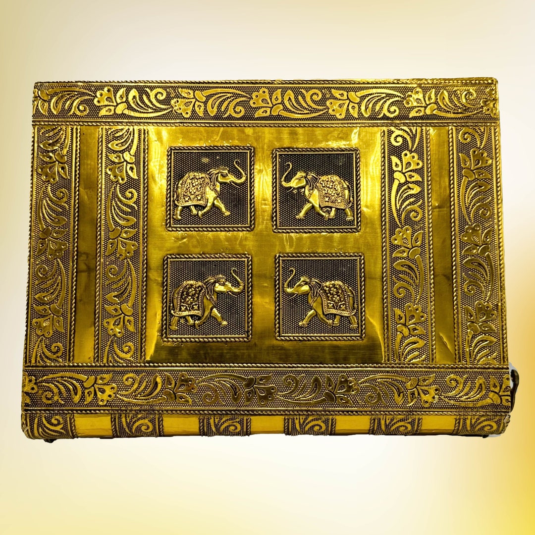 Gold Vintage Indian Elephant Jewelry Box: Handmade Luxury Case - Etsy