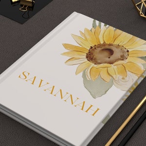 Custom Sunflower Journal, Personalized Floral Journal, Gift for ...