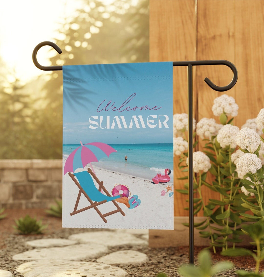 Summer Garden Flag, Sumer Beach Garden Flag, Flower Bed Decor, Outdoor ...