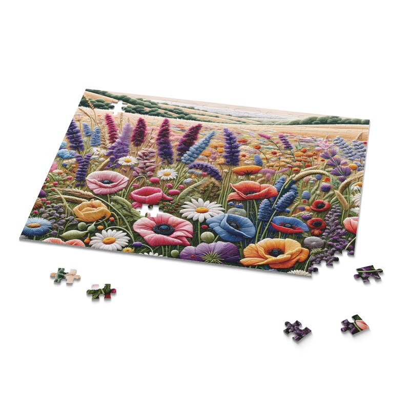 Field of Wildflowers Puzzle, Embroidered Flowers, Puzzle 500 Piece ...