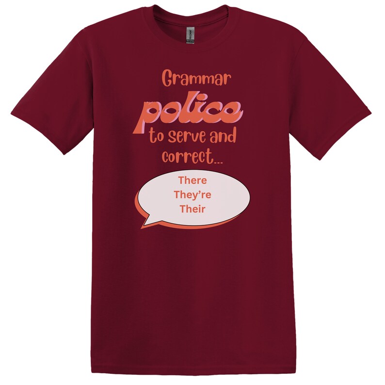 Funny Grammar Police Unisex Heavy Cotton Tee, English Teacher Tshirt ...