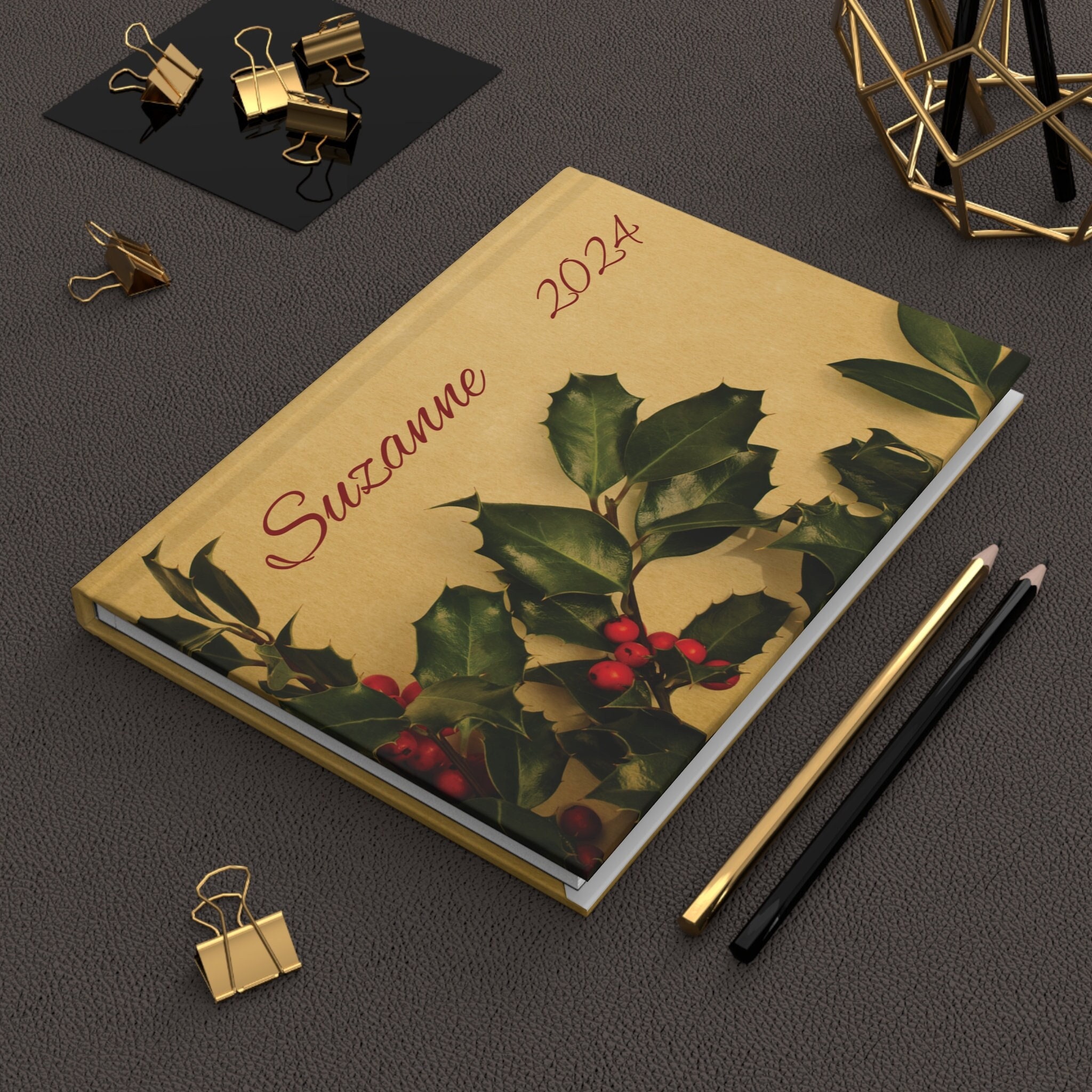 Holly Birth Month Name Journal, Custom Floral Journal, December ...