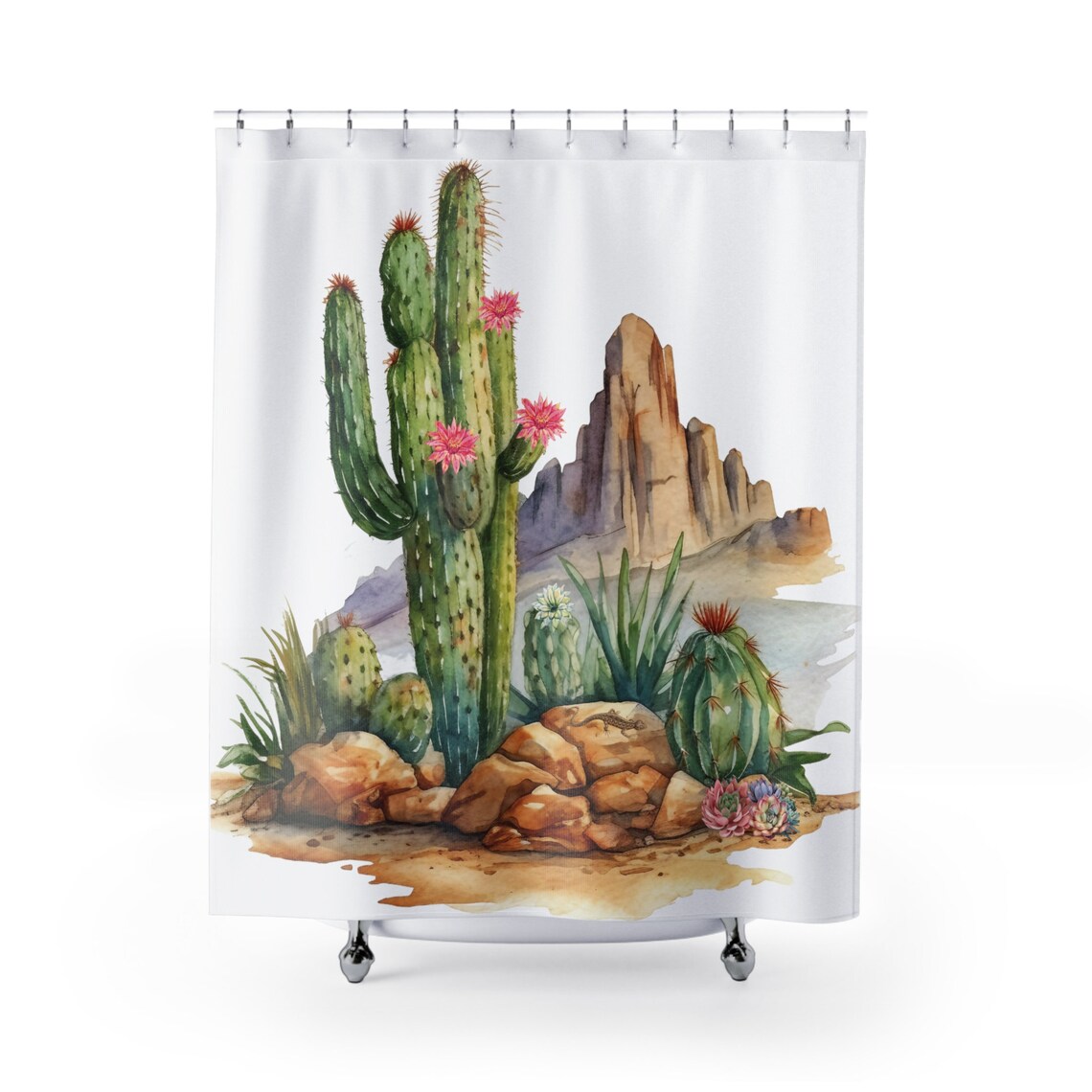 Cactus Saguaro Desert Shower Curtain, Desert Southwest Bathroom Decor ...