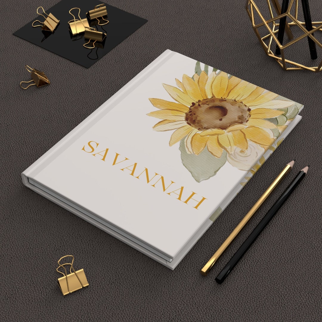 Custom Sunflower Journal, Personalized Floral Journal, Gift for ...