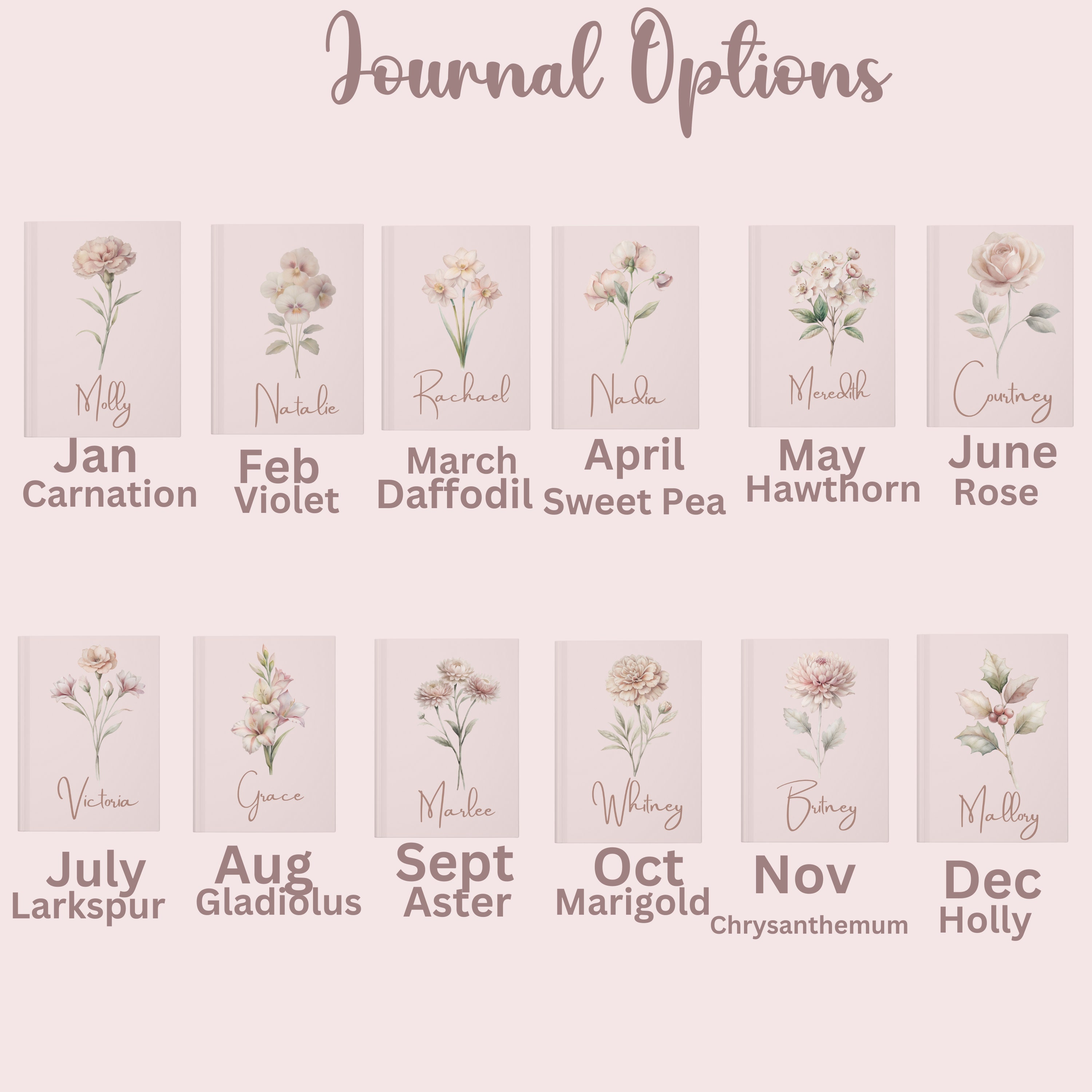 Birth Month Flower Prayer Journal, Custom Birth Flower Gift, Birthday ...