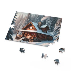 Cozy Winter Cabin Puzzle, Winter Getaway Puzzle Gift, Holiday Family ...