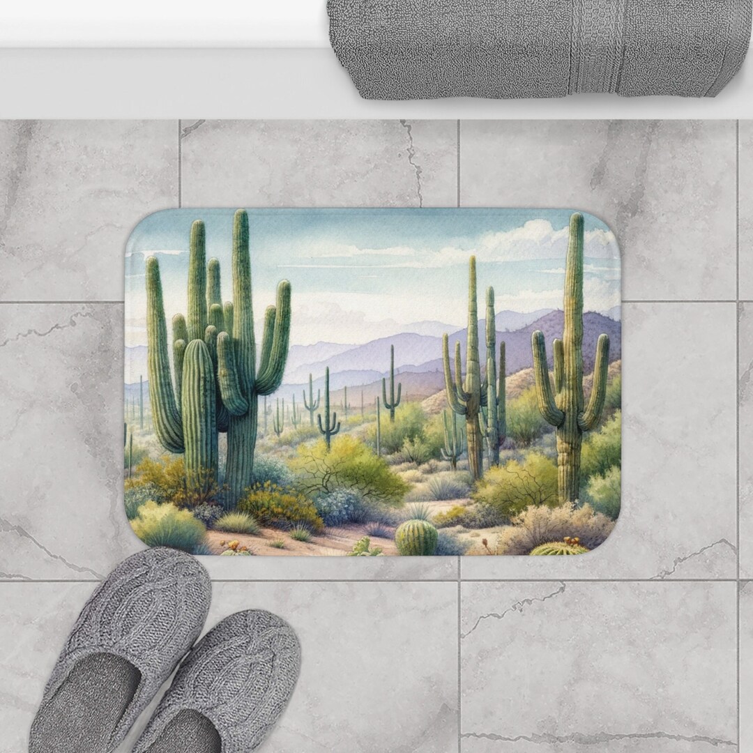 Saguaro Cactus Bathmat, Desert Bath Decor, Southwest Home Decor ...