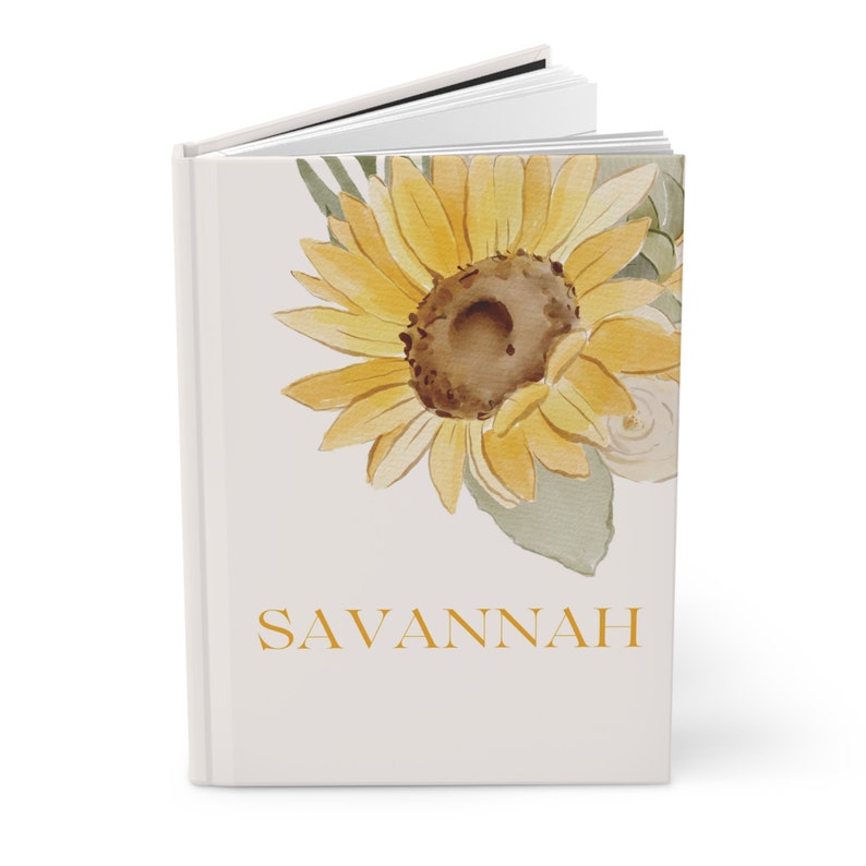 Custom Sunflower Journal, Personalized Floral Journal, Gift for ...