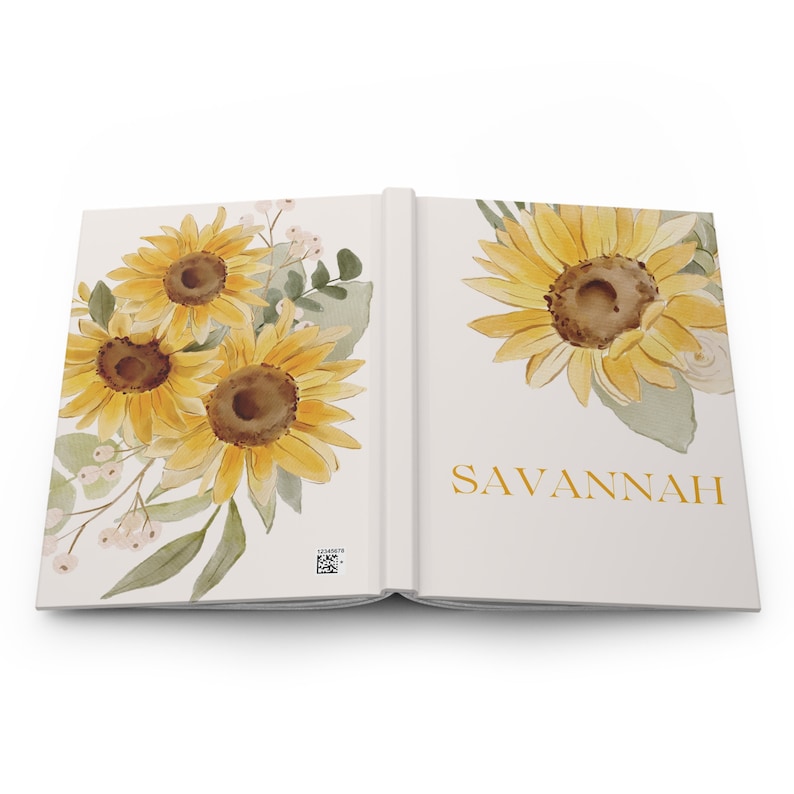 Custom Sunflower Journal, Personalized Floral Journal, Gift for ...