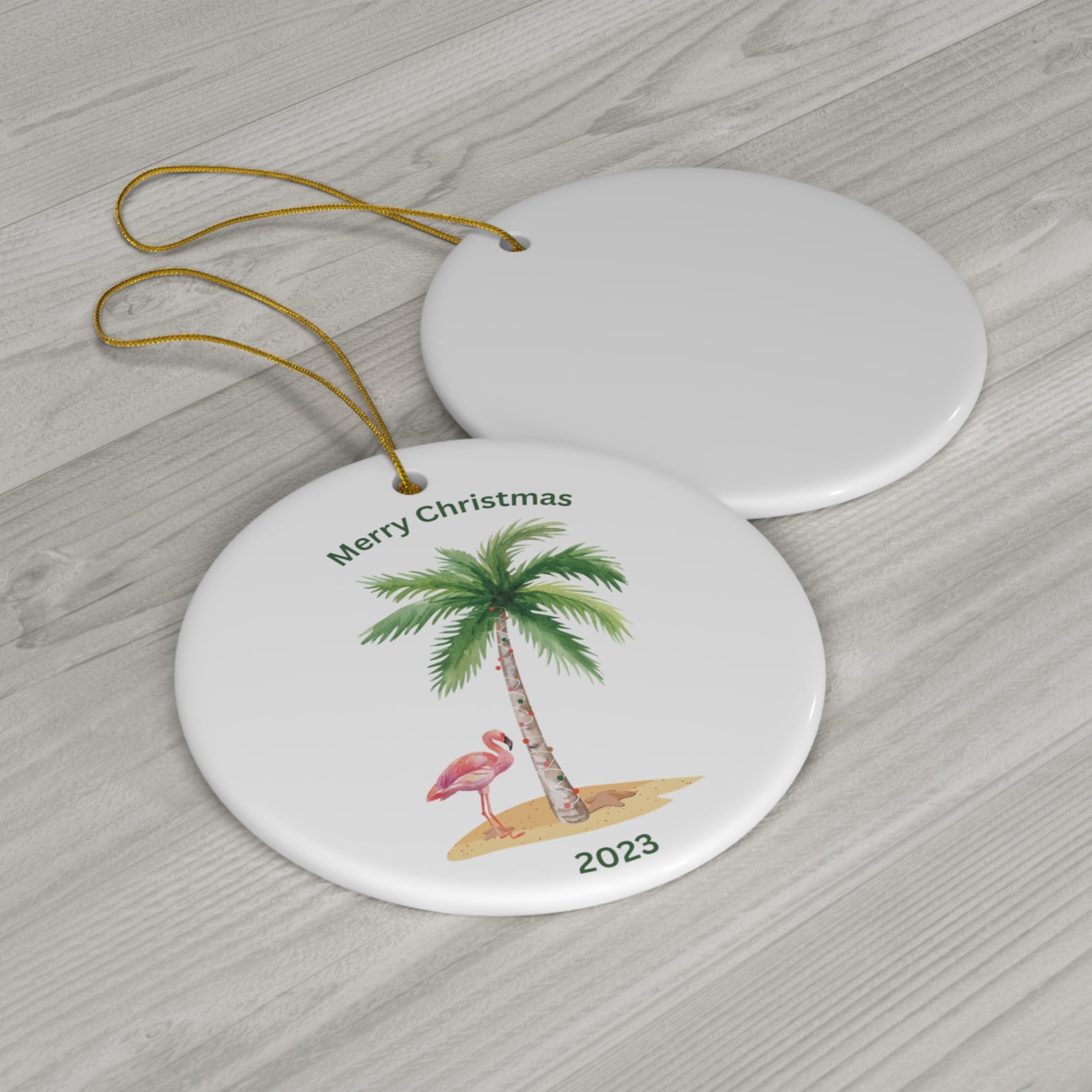 Palm Tree Ornament, Palm Tree and Flamingo, Palm Wrapped in Christmas ...