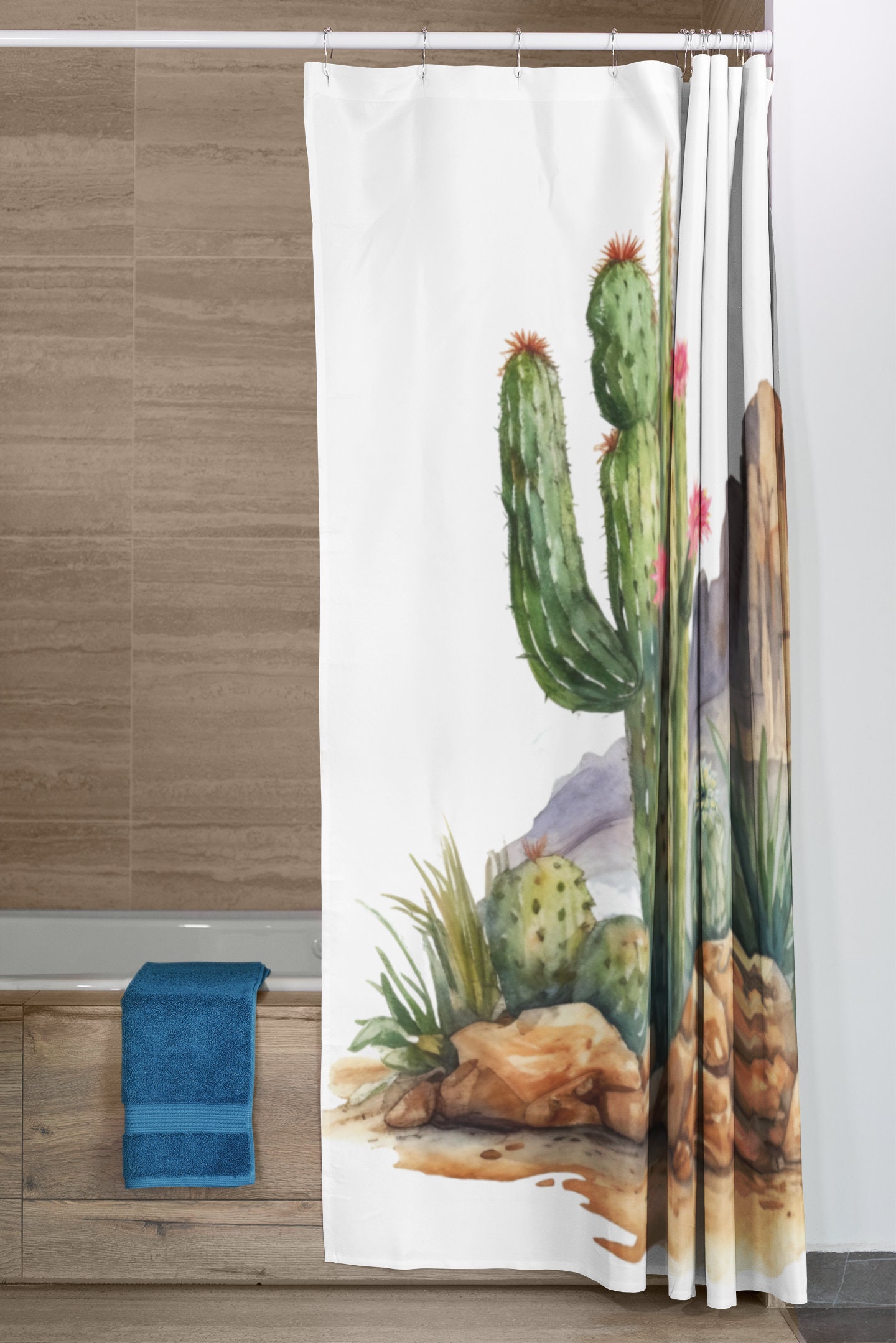 Cactus Saguaro Desert Shower Curtain, Desert Southwest Bathroom Decor ...