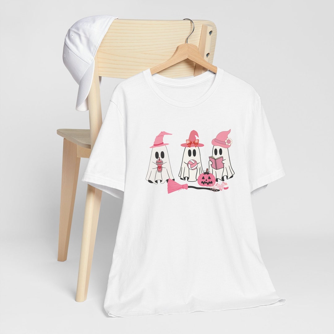 Fall Ghosts T-shirt, Pink Ghosts Shirt, Volleyball Ghost Tee, Autumn ...