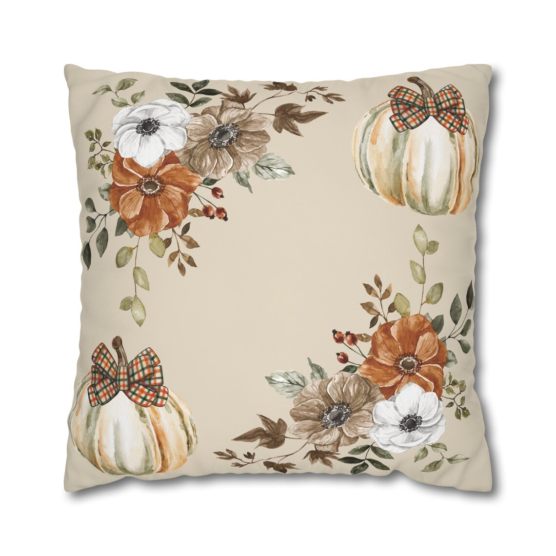 Fall Leaves and Pumpkin Pillow Cover, Autumn Pillow Cover, Autumn Decor ...