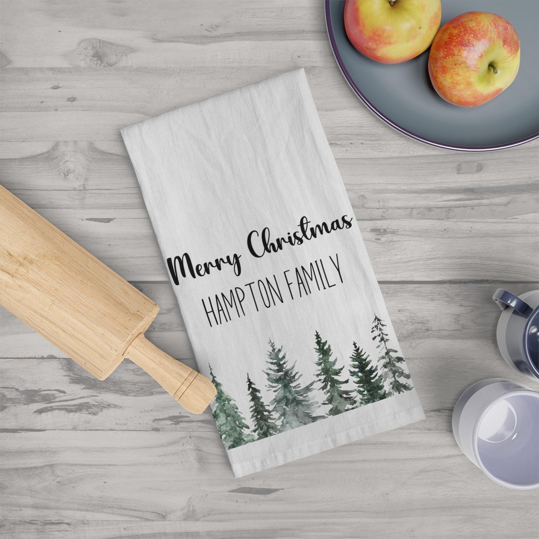Custom Christmas Tree Kitchen Towel, Personalized Kitchen Tea Towel ...