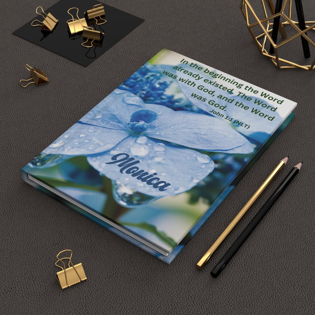 Custom Prayer Journal, Floral Name Notebook, Raindrop Christian Gift ...