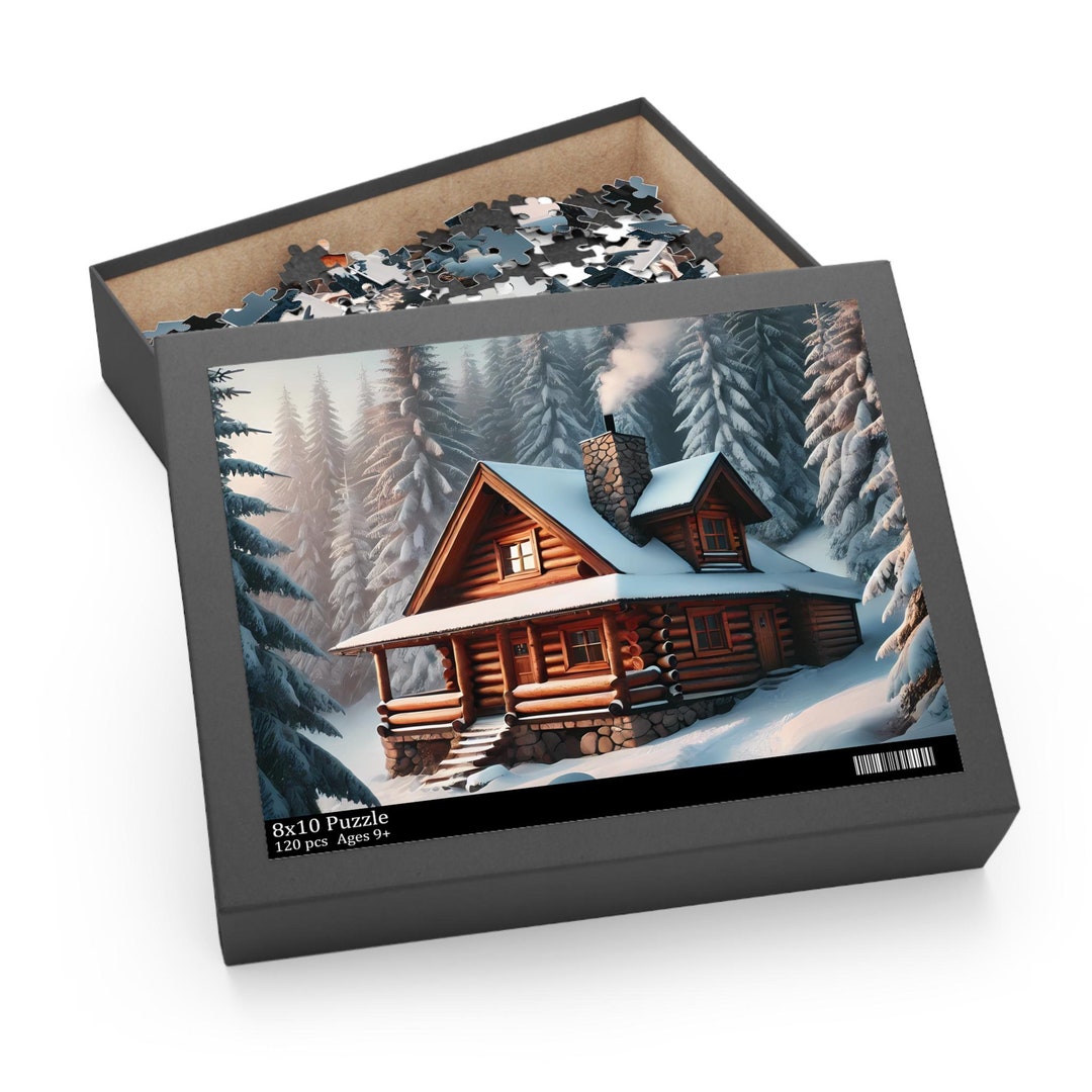 Cozy Winter Cabin Puzzle, Winter Getaway Puzzle Gift, Holiday Family ...