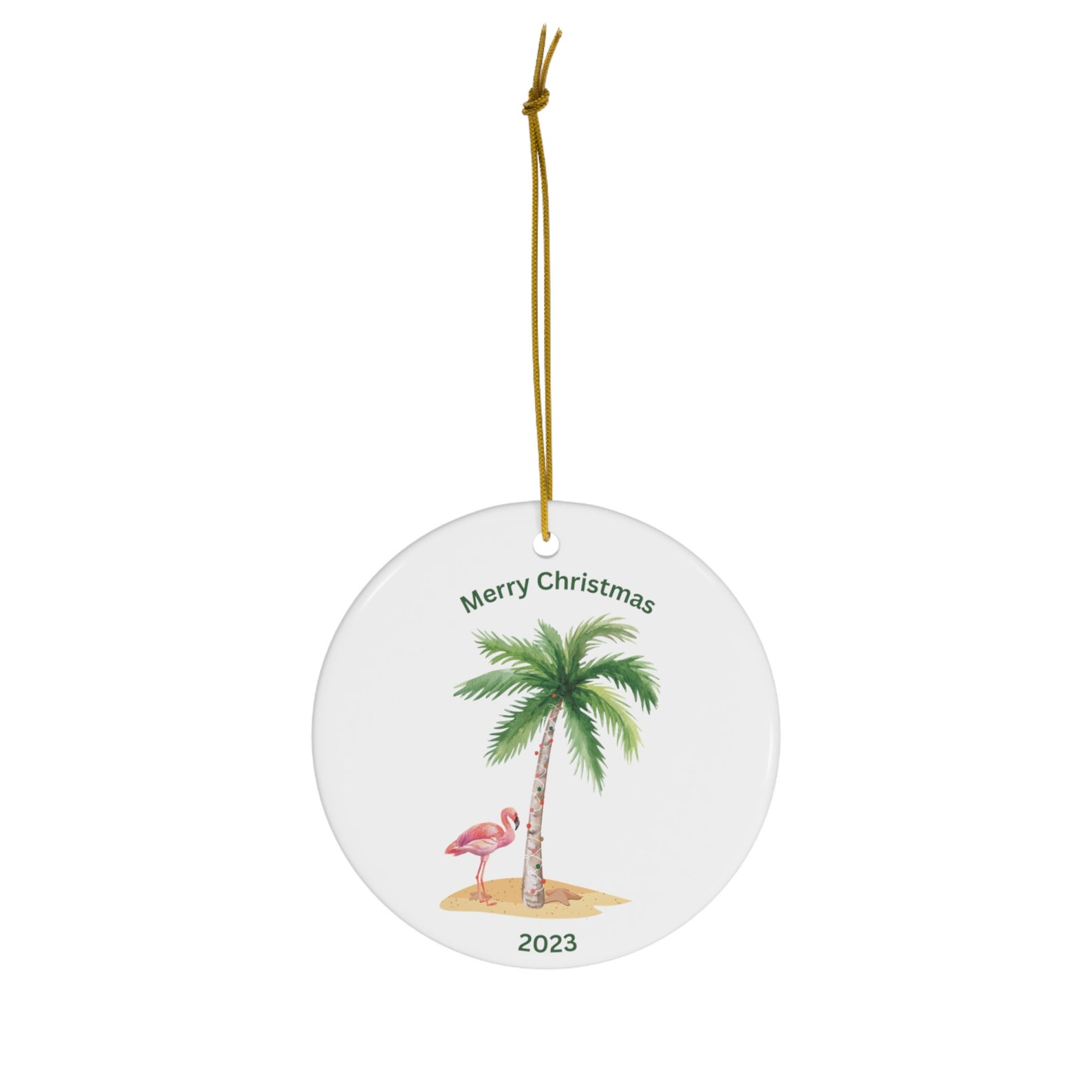 Palm Tree Ornament, Palm Tree and Flamingo, Palm Wrapped in Christmas ...