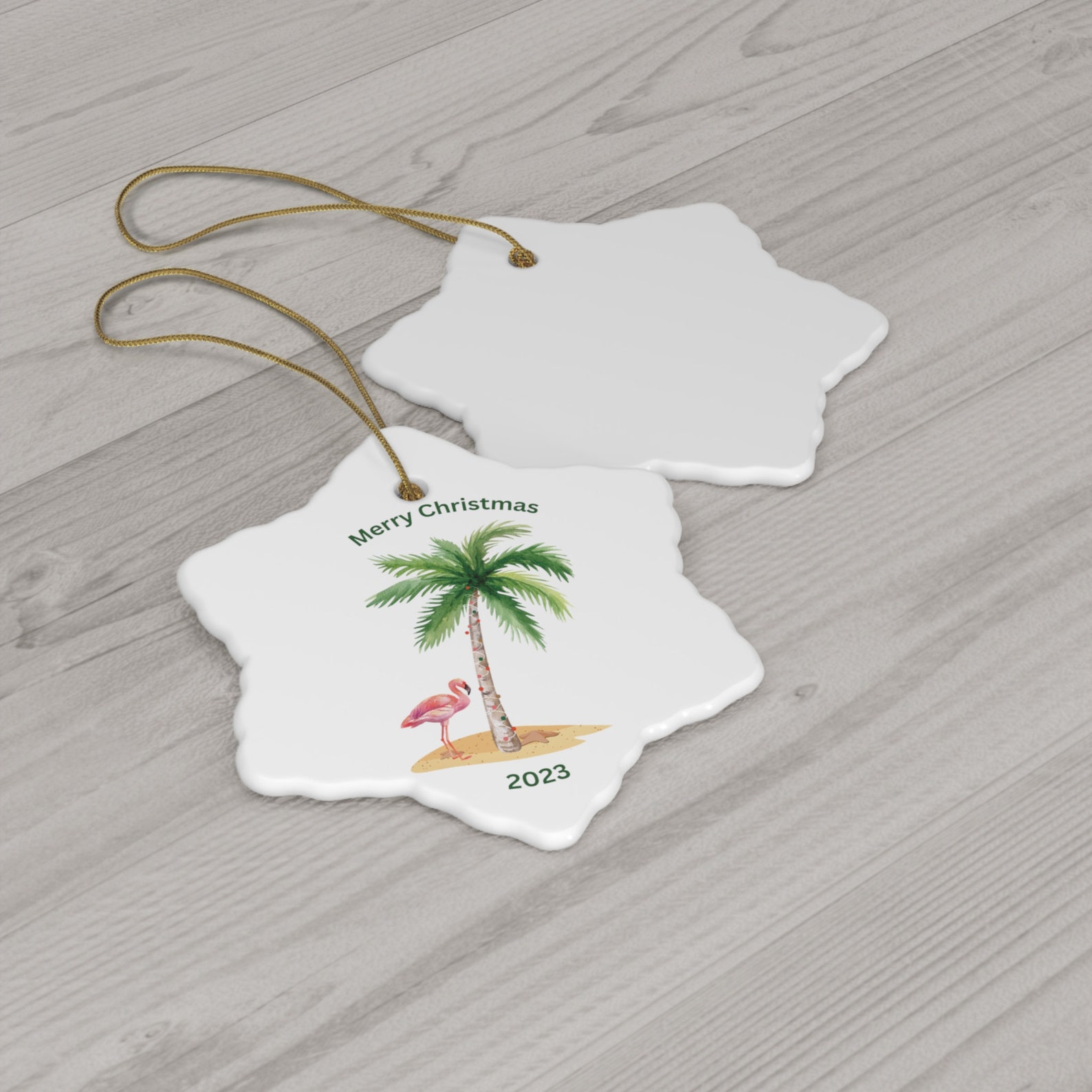 Palm Tree Ornament, Palm Tree and Flamingo, Palm Wrapped in Christmas ...