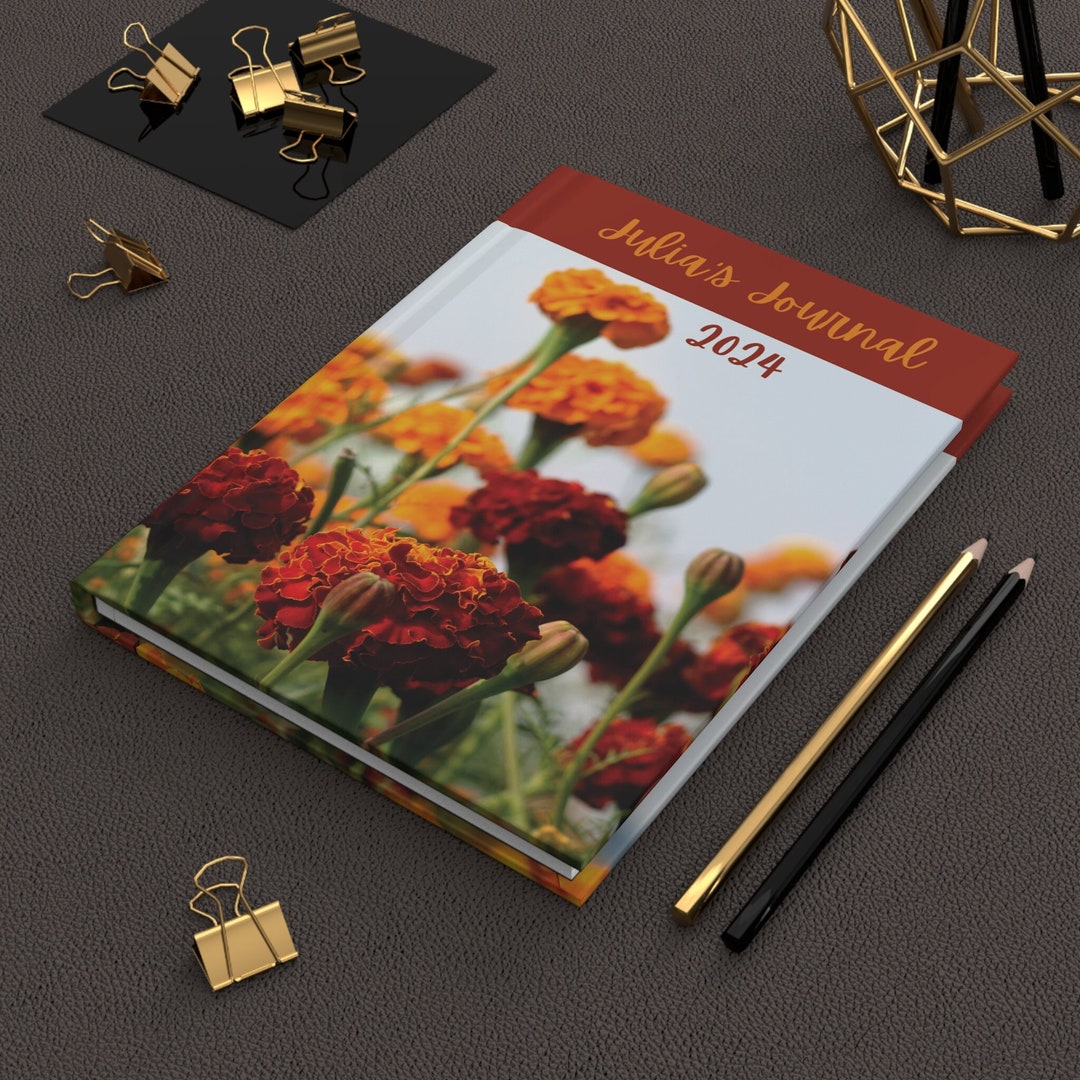 Marigold Birth Month Name Journal, Custom Floral Journal, October ...