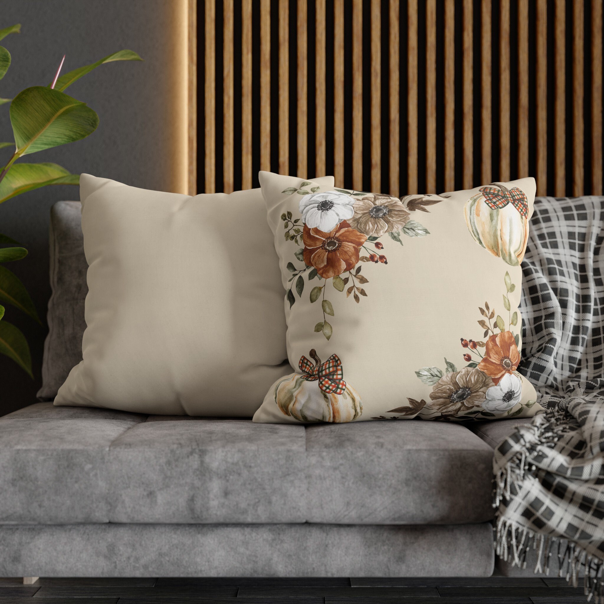 Fall Leaves and Pumpkin Pillow Cover, Autumn Pillow Cover, Autumn Decor ...