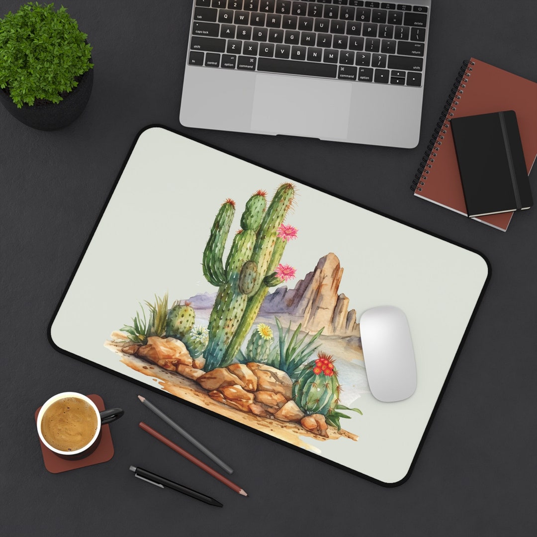Saguaro Cactus Desk Mat, Arizona Desert Office Decor Keyboard Mat ...