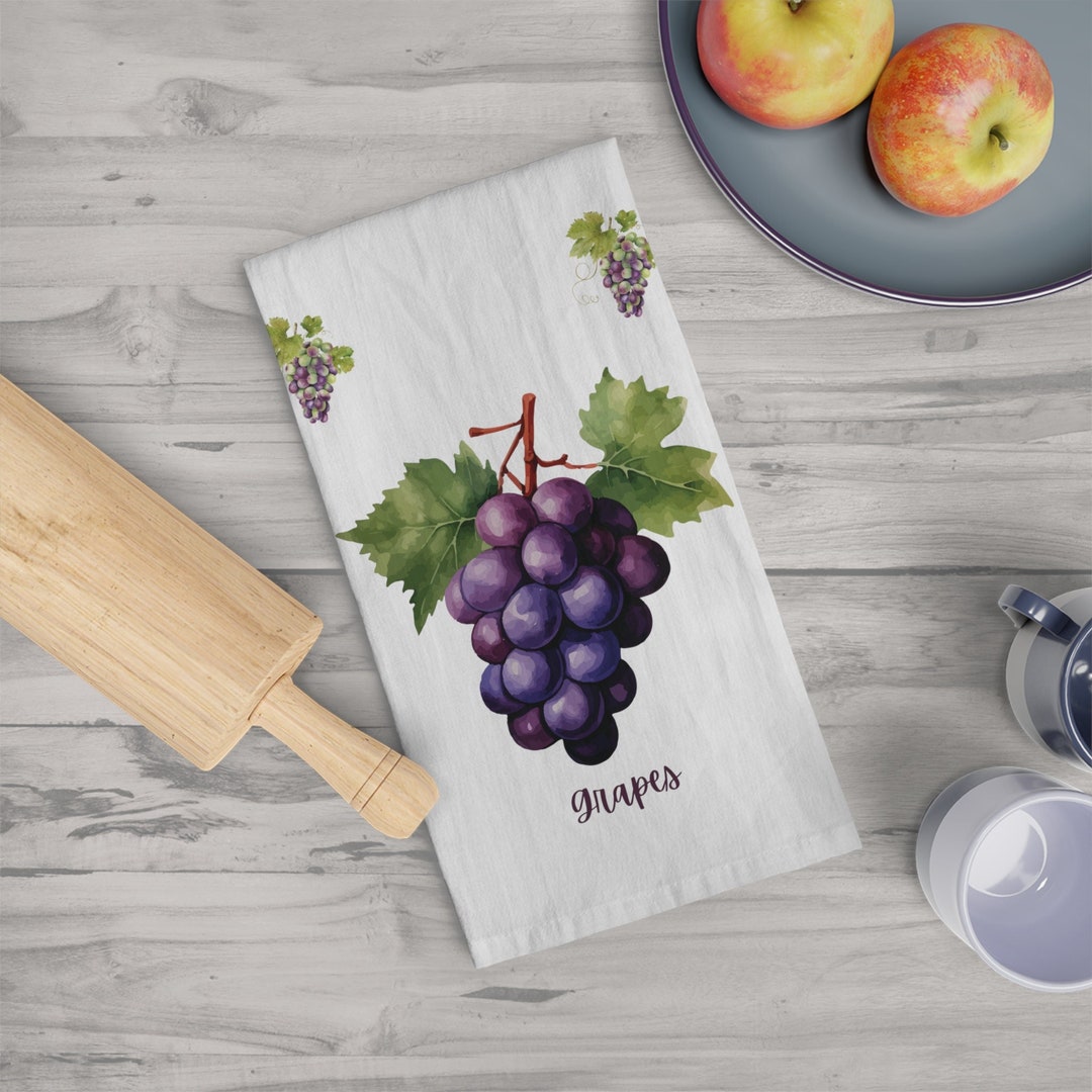 Grapes Kitchen Towel, Wine Grapes Kitchen Decor, Fruit Dish Towel ...