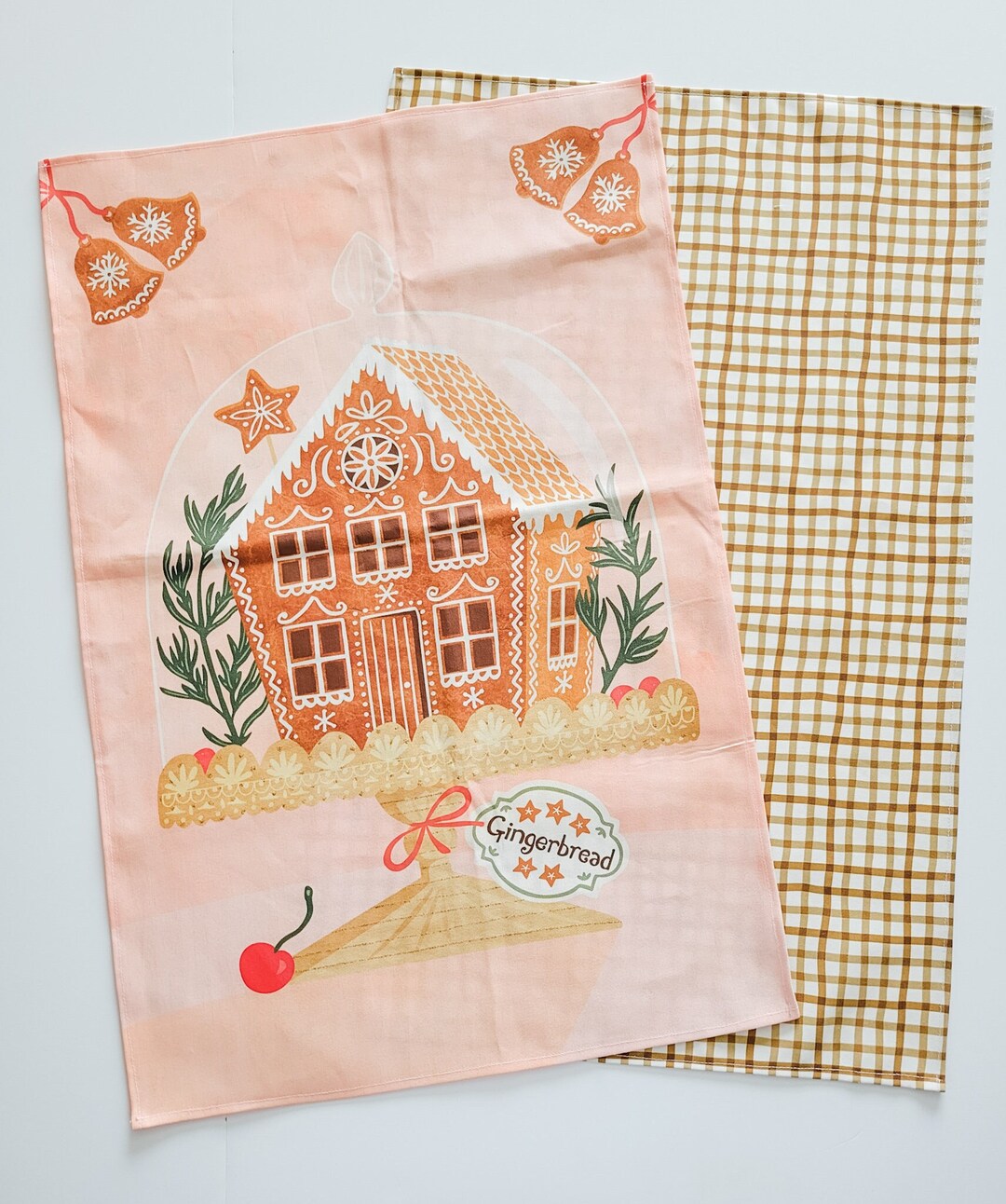 Gingerbread House Tea Towel Set, Gifts for the Hostess, Cotton Linen ...